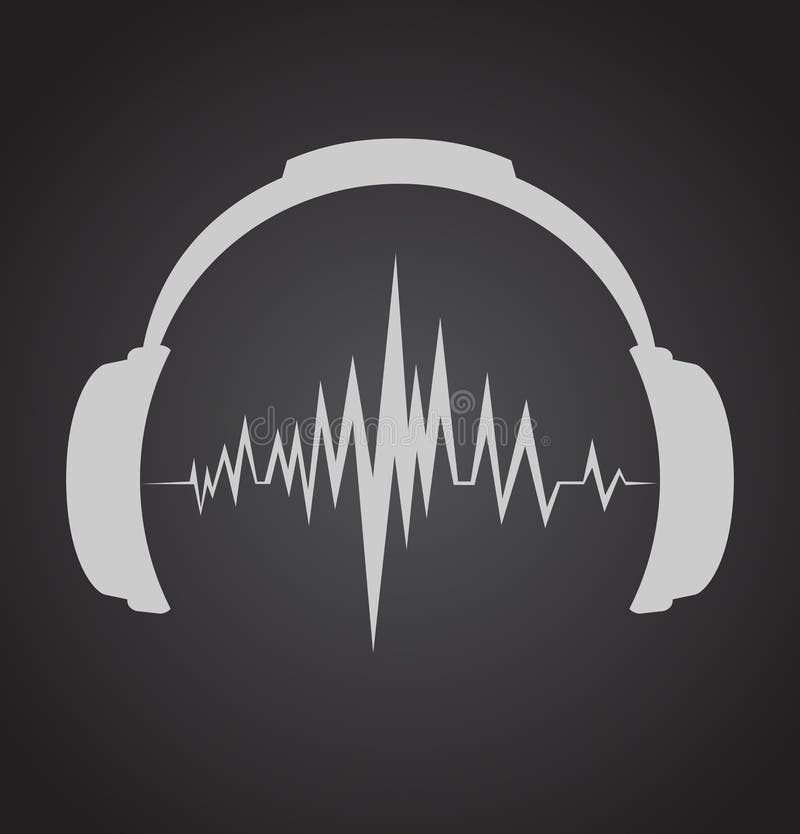 Headphones Icon with Sound Wave Beats Stock Vector - Illustration of ...