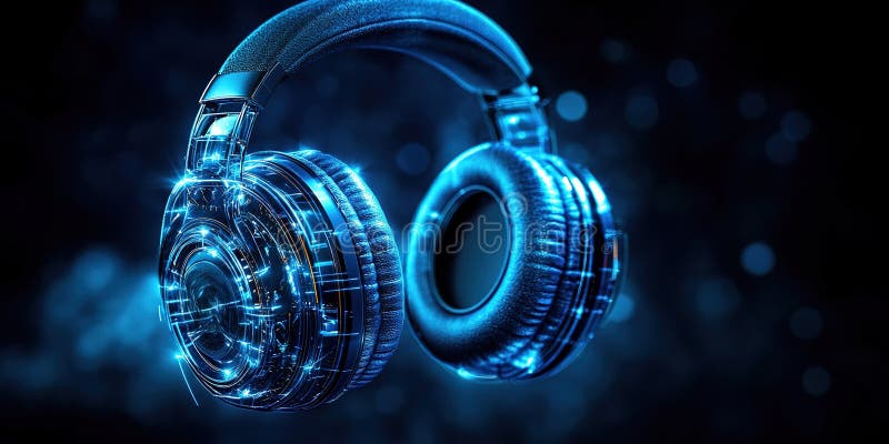 Headphones Illuminated with Blue Light Showcase Modern Technology and ...