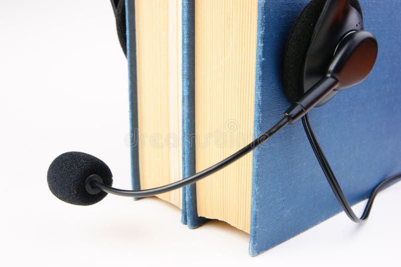 Headphones with a Microphone Stock Image - Image of headset, hardcover ...
