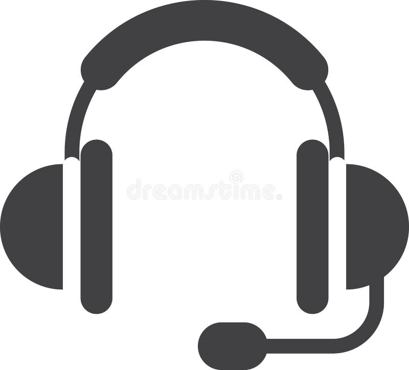 Headphones with Microphone Illustration in Minimal Style Stock Vector ...