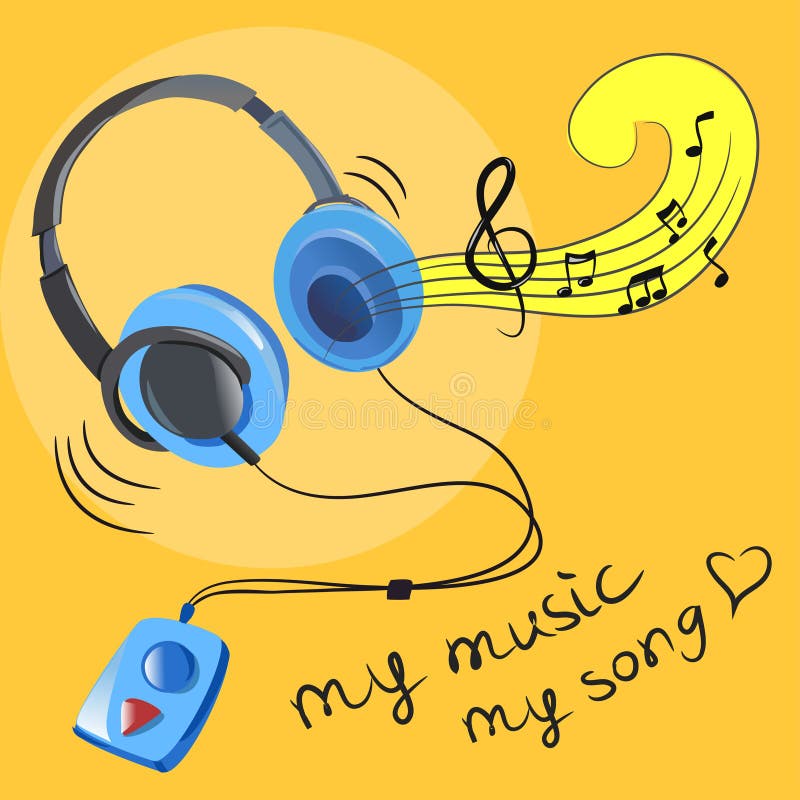 Headphones and music notes stock vector. Illustration of earphones ...