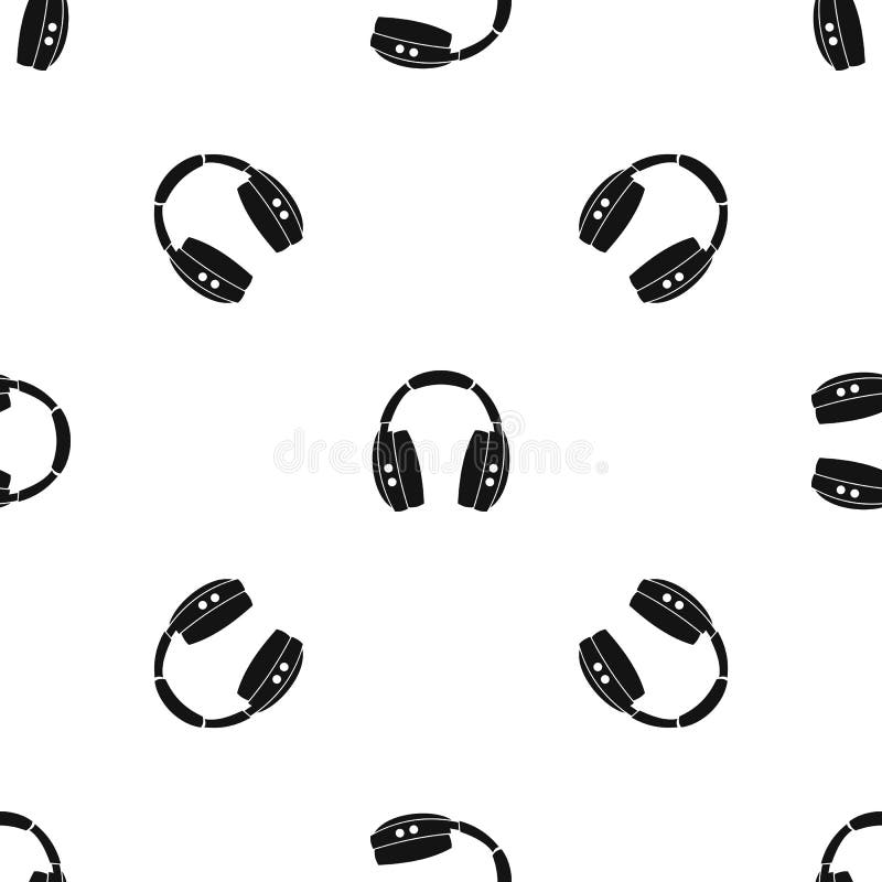 Headphones Pattern Seamless Black Stock Vector - Illustration of funky ...