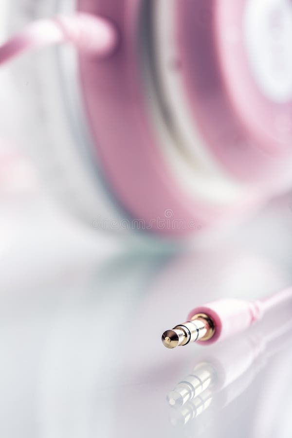 Headphones. Pink Headphones with Jack Connector - Mirror Reflection ...
