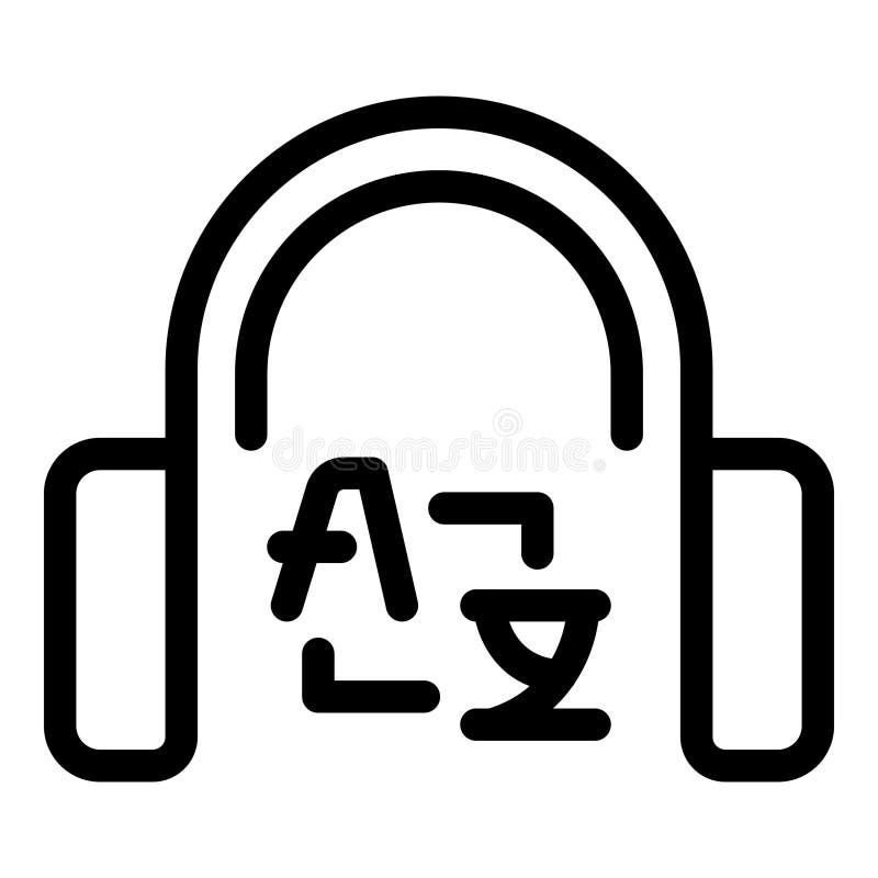 Headphones Playing Foreign Language Digital Audio Course Icon Stock ...