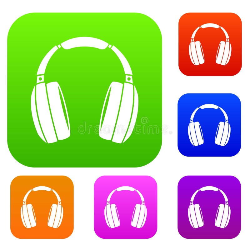 Headphones set collection stock vector. Illustration of audio - 98079560