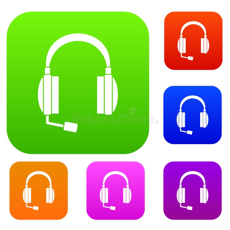 Headphones set collection stock vector. Illustration of icon - 98445954
