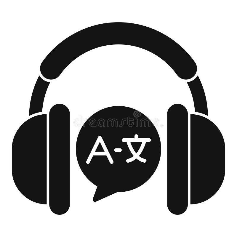 Headphones Showing Language Translation with Speech Bubble Icon Stock ...
