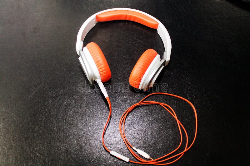 Headphones Table Desk Audio Device Stock Image - Image of copy ...