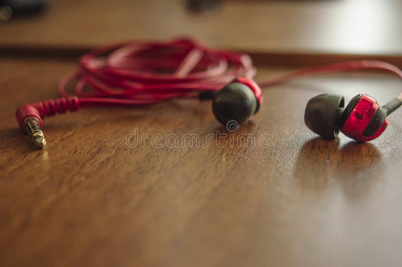 Headphones on the table stock photo. Image of business - 119702968
