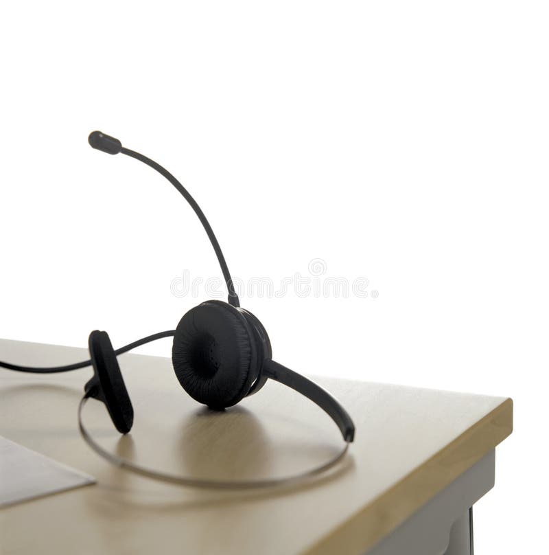 Headphones on a Table Isolated on White. Stock Image - Image of sound ...