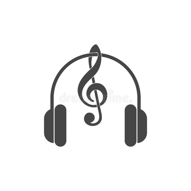 Headphones with Treble Clef Icon Stock Vector - Illustration of musical ...