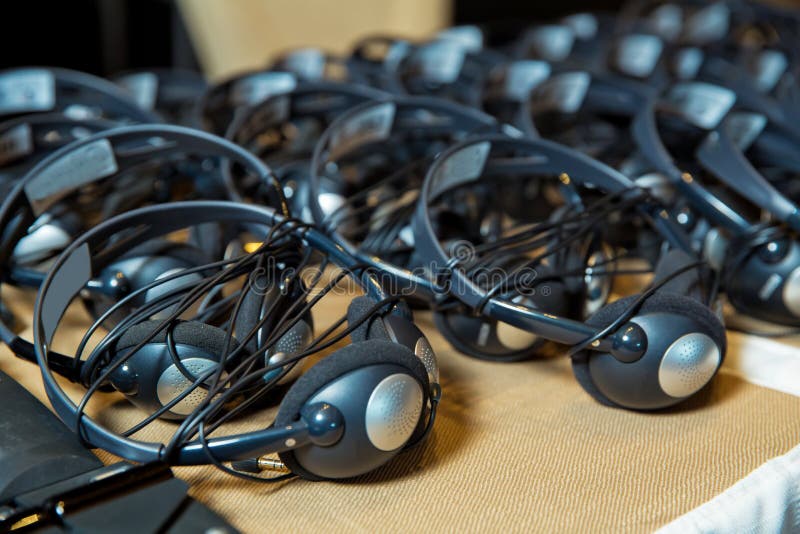 Headphones Used for Simultaneous Translation Equipment Simultaneous Interpretation Equipment . a ...