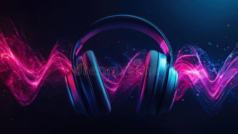 Headphones with Vibrant Sound Waves, Symbolizing Powerful Audio ...