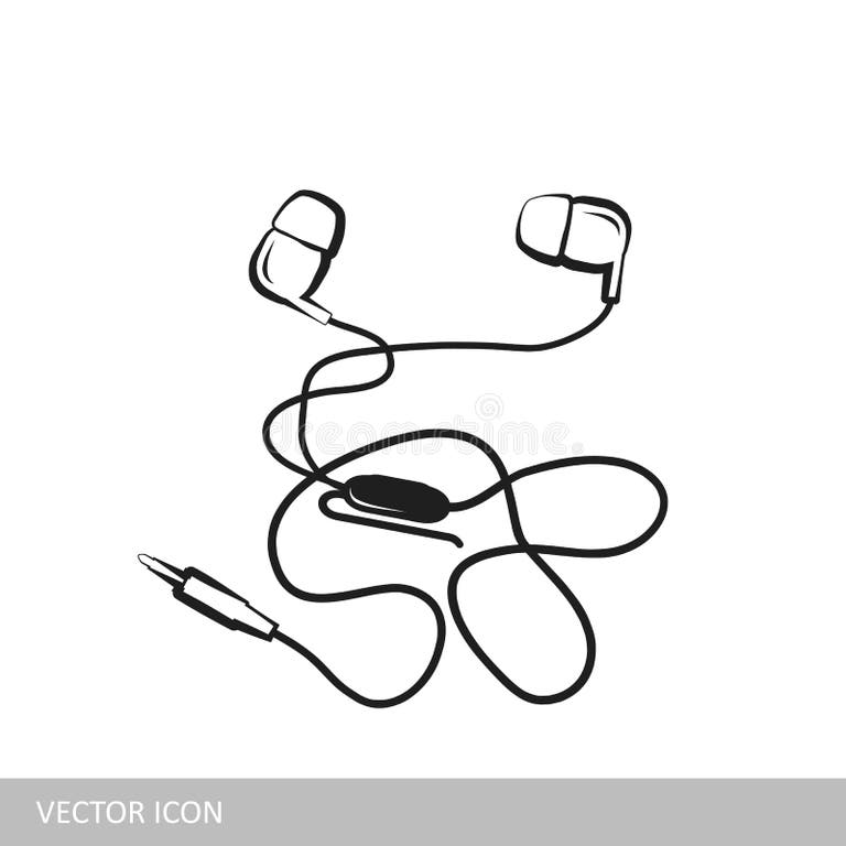 Headphones. Wired Headset Icon of Linear Design. Stock Vector ...