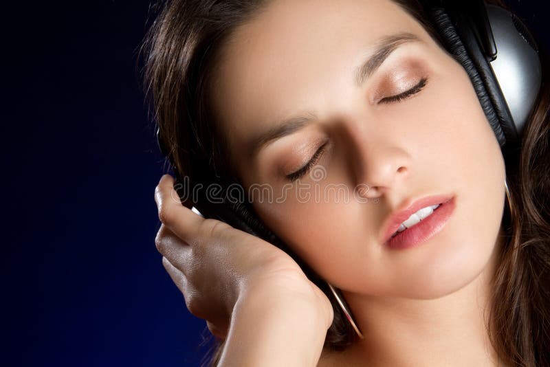 Headphones Woman stock image. Image of gorgeous, copy - 14045013
