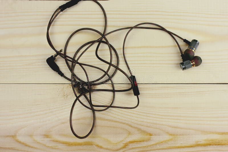 Headphones on a Wooden Table Stock Photo - Image of headset, modern ...