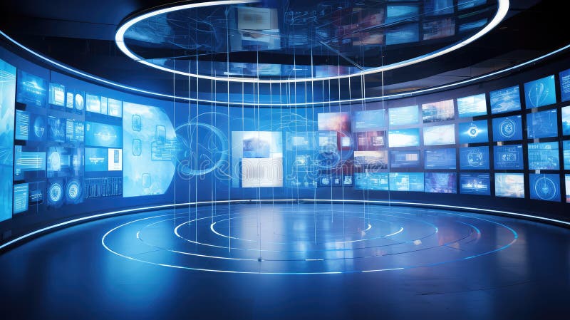 Headquarters data wall stock illustration. Illustration of analytics ...