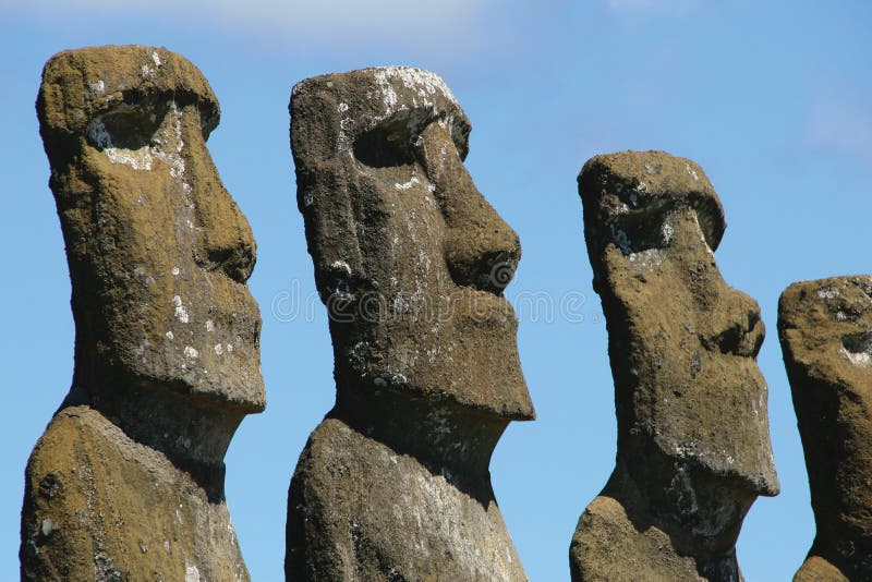 Heads of Ahu Akivi, Easter Isl Stock Image - Image of akivi, cliff: 4465179