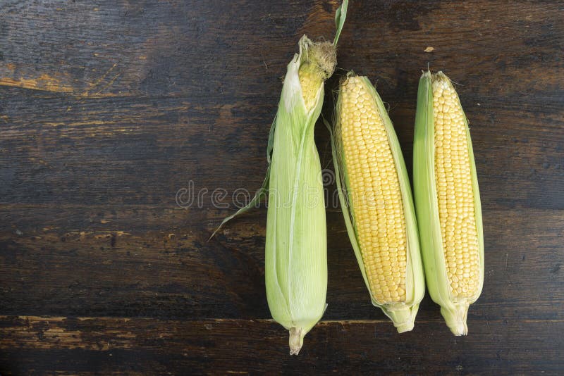 Heads of corn on the table stock image. Image of food - 182355803