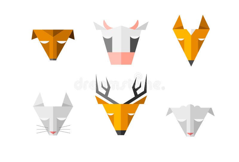 Set of Animals Triangle Style Stock Vector - Illustration of rhino ...