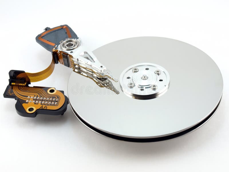Heads and Disk of Hard Drive Stock Photo - Image of silver, disk: 12339944