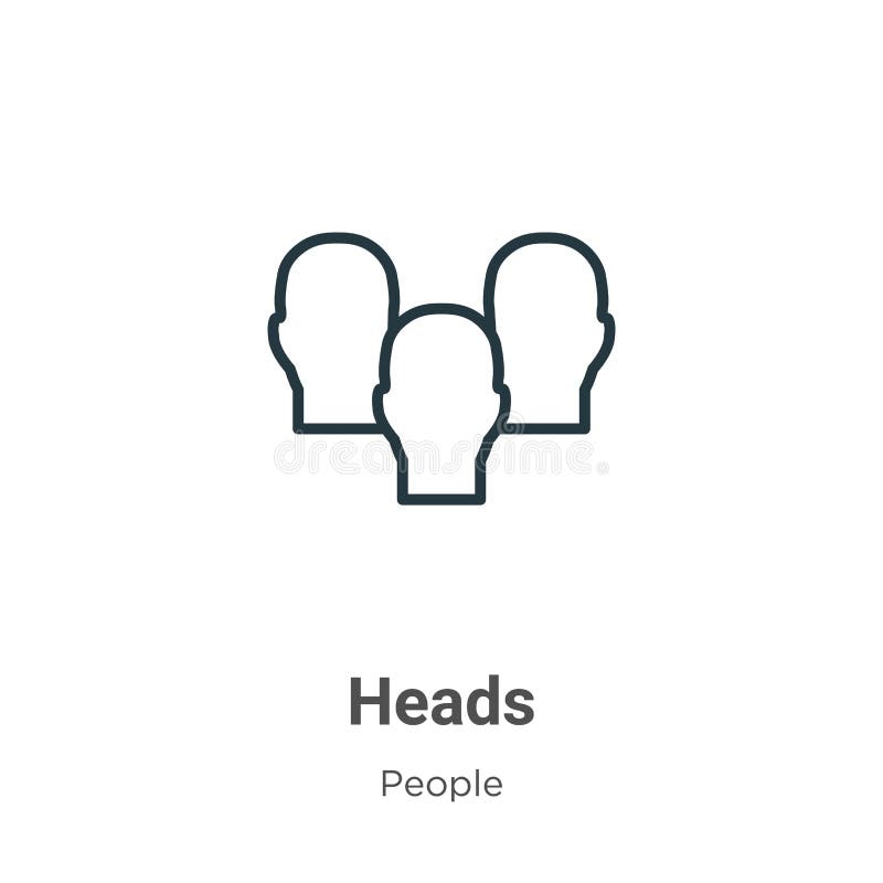 Heads Outline Vector Icon. Thin Line Black Heads Icon, Flat Vector ...