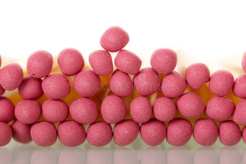 Heads Pink Matches Isolated on White Stock Photo - Image of product ...