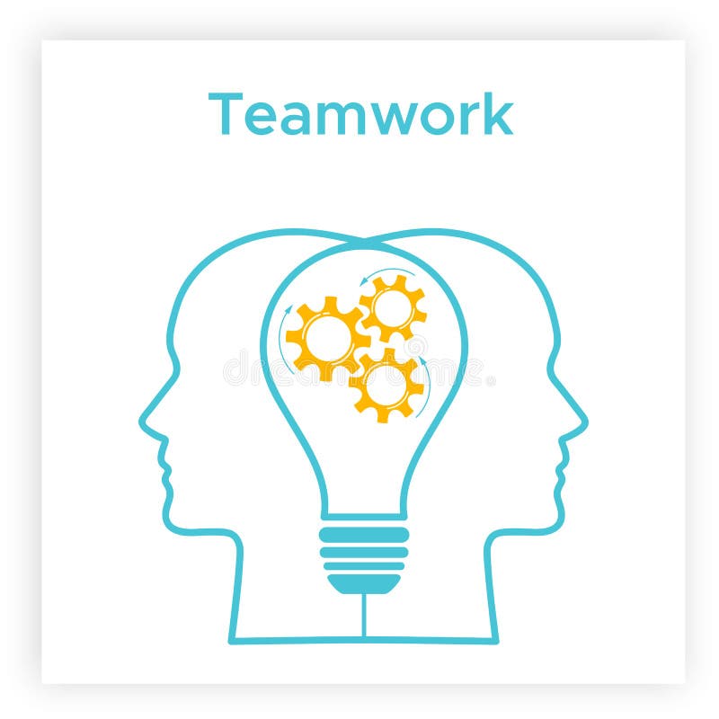 Heads Profile Lightbulb Creative Teamwork Concept Stock Vector ...