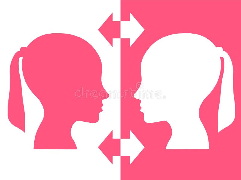 Heads of Two People, Abstract Brain for Concept Change Stock ...