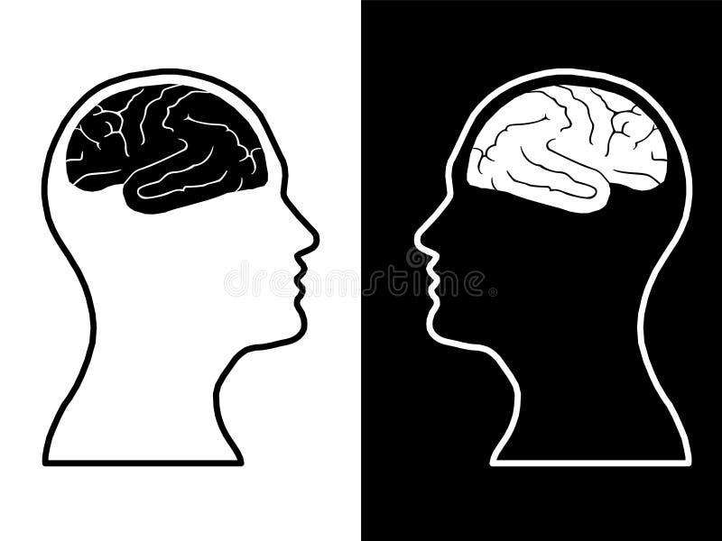 Heads of Two People, Abstract Brain for Concept Idea Stock Illustration ...