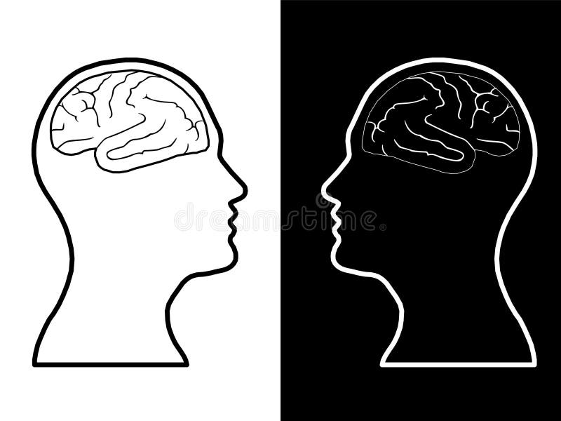 Heads of Two People, Abstract Brain for Concept Idea Stock Illustration ...
