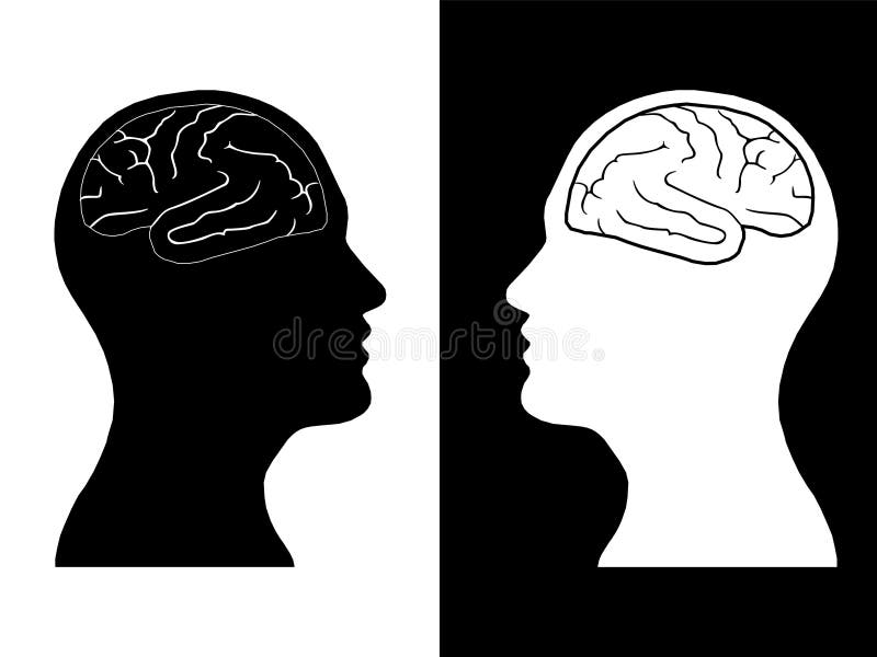 Heads of Two People, Abstract Brain for Concept Idea Stock Illustration ...