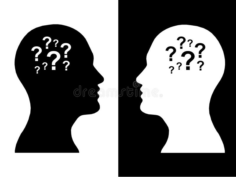 Heads of Two People, Abstract Brain for Concept Question Stock ...