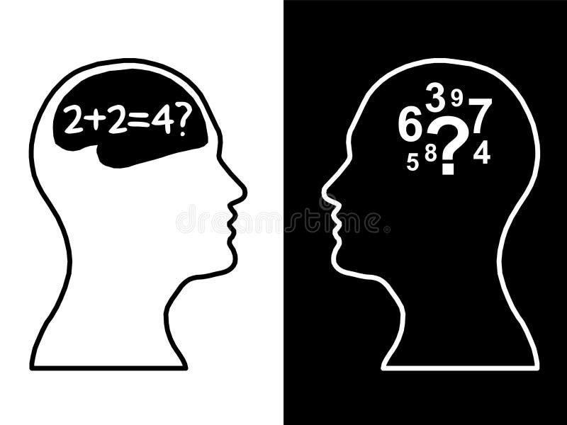 Heads of Two People, Brainstorming Concept Math Question, Stock ...