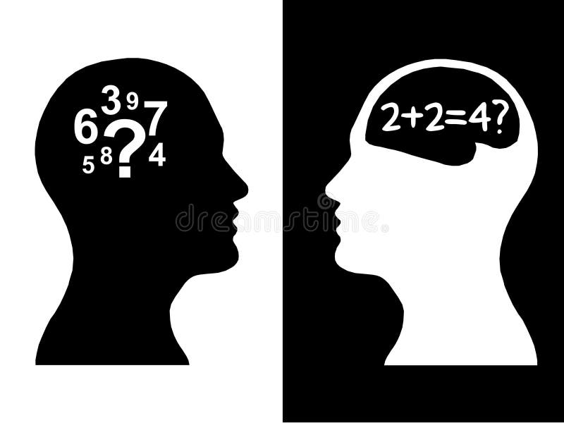 Heads of Two People, Brainstorming Concept Math Question, Stock ...