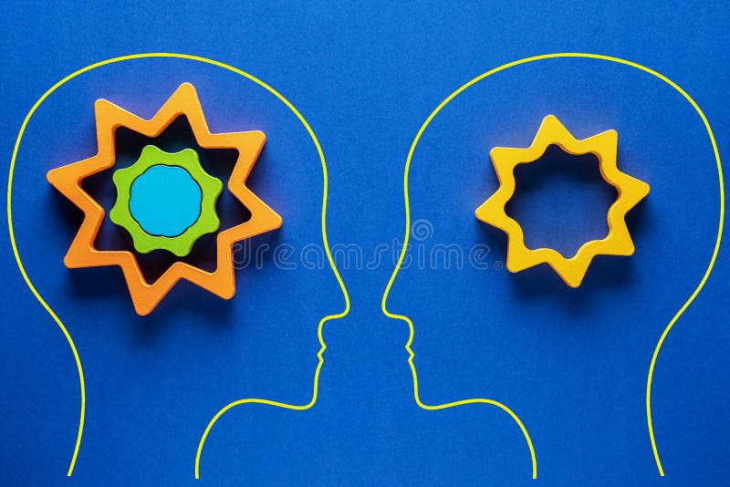 Heads of Two People with Colourful Shapes of Abstract Brain for Concept ...