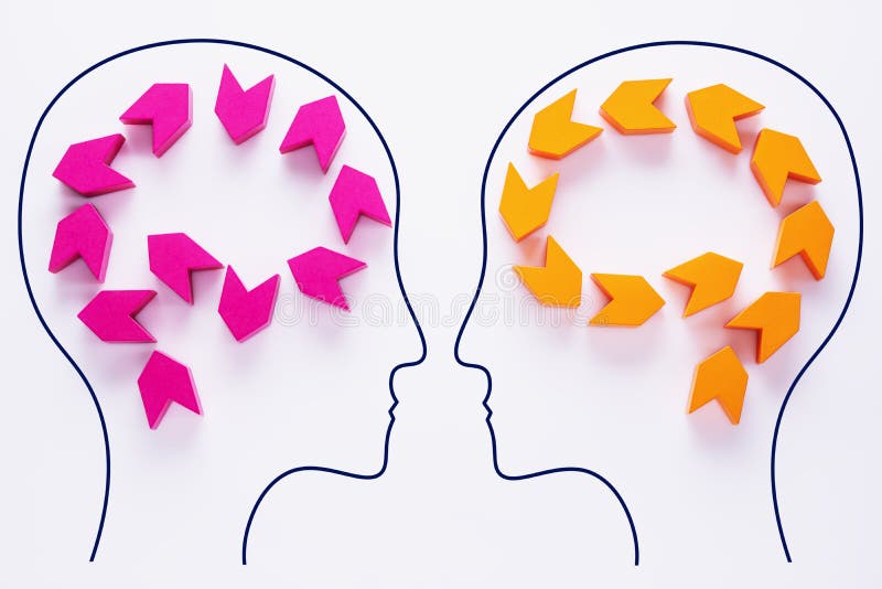 Heads of Two People with Colourful Shapes of Abstract Brain for Concept ...
