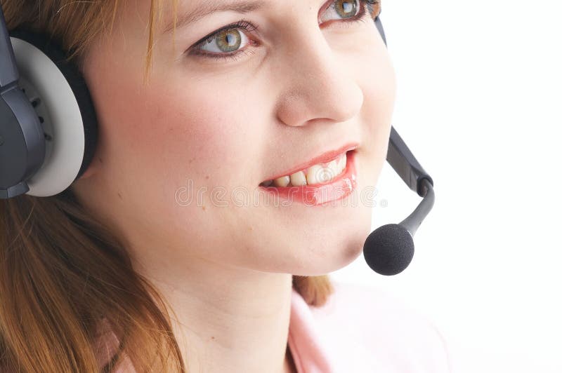 Headset stock photo. Image of head, happy, female, attractive - 584548