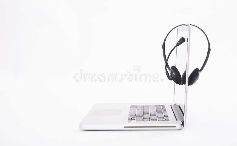 Headset and Computer Laptop, Call Center Support Customer Stock Photo ...