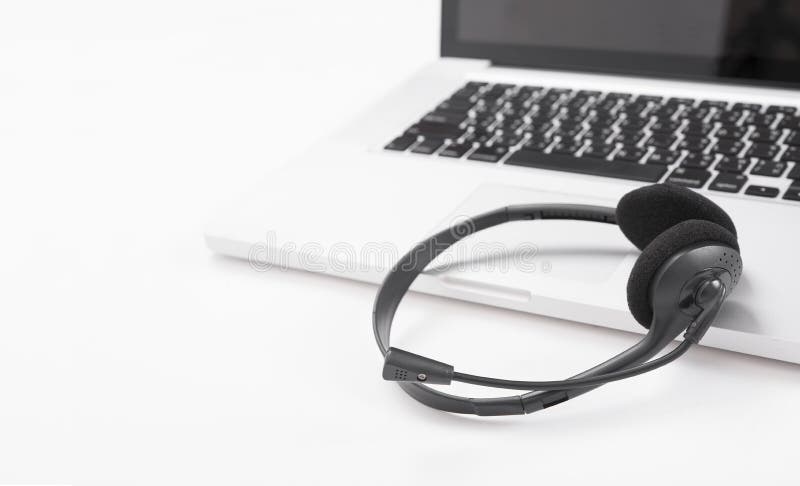 Headset and Computer Laptop, Call Center Support and Customer Stock ...