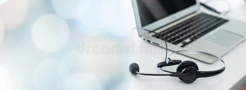 Headset and Customer Support Equipment at Call Center Ready for ...