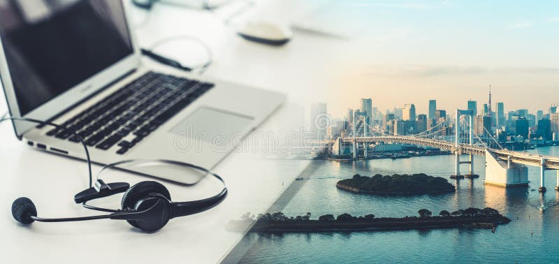 Headset and Customer Support Equipment at Call Center Ready for ...