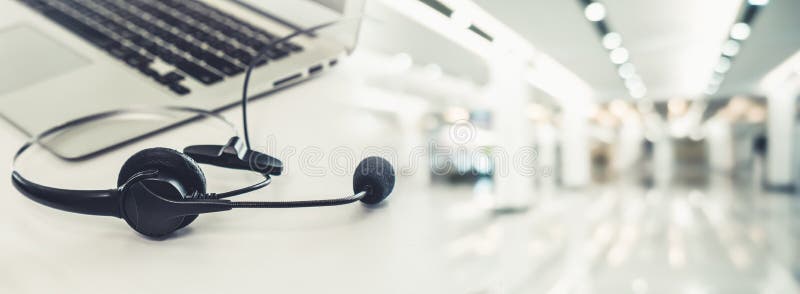 Headset and Customer Support Equipment at Call Center Ready for ...