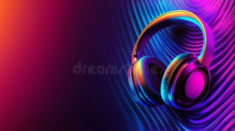 Headset Featuring a Vibrant Graphic Equalizer Backdrop for an Immersive ...