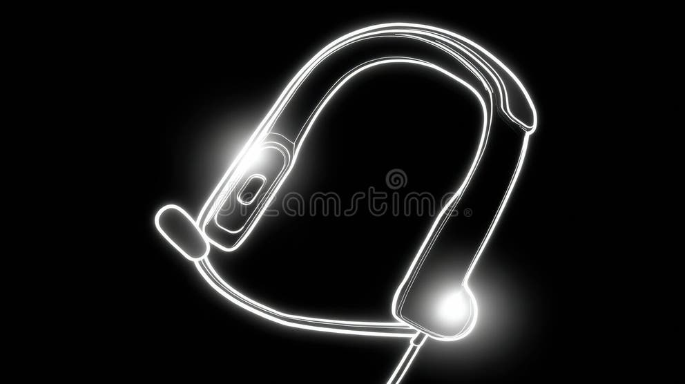 Modern Headset Design Illuminated with Neon Glow Against a Dark ...