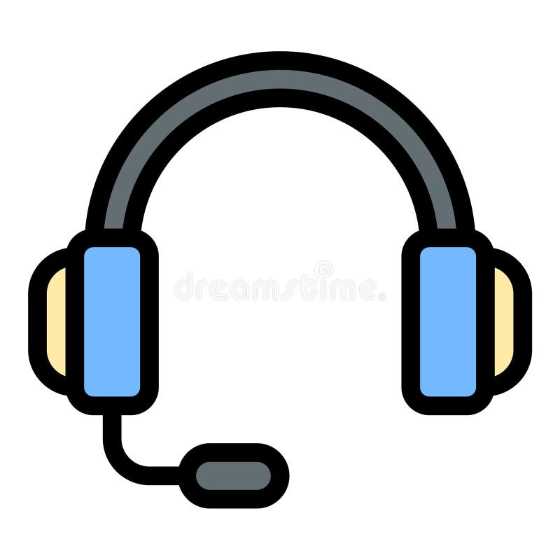 Headset Icon Audio Experience in Flat Line Color Style Stock Photo ...