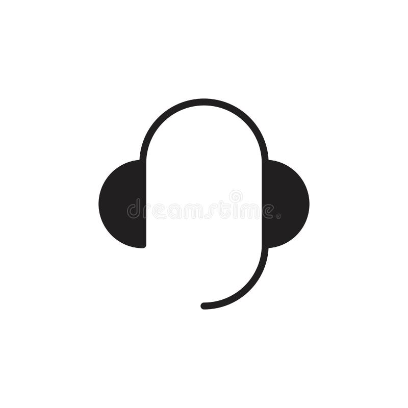 Headset Icon Flat Line Illustration Stock Vector - Illustration of ...