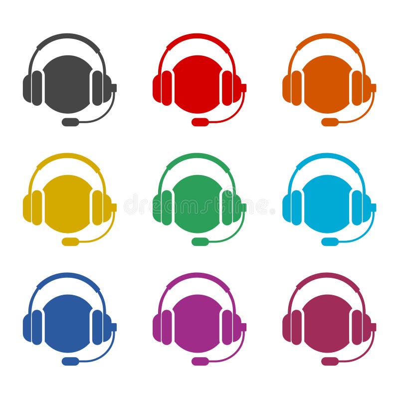 Headset Icon, Headphone Logo, Color Set Stock Illustration ...