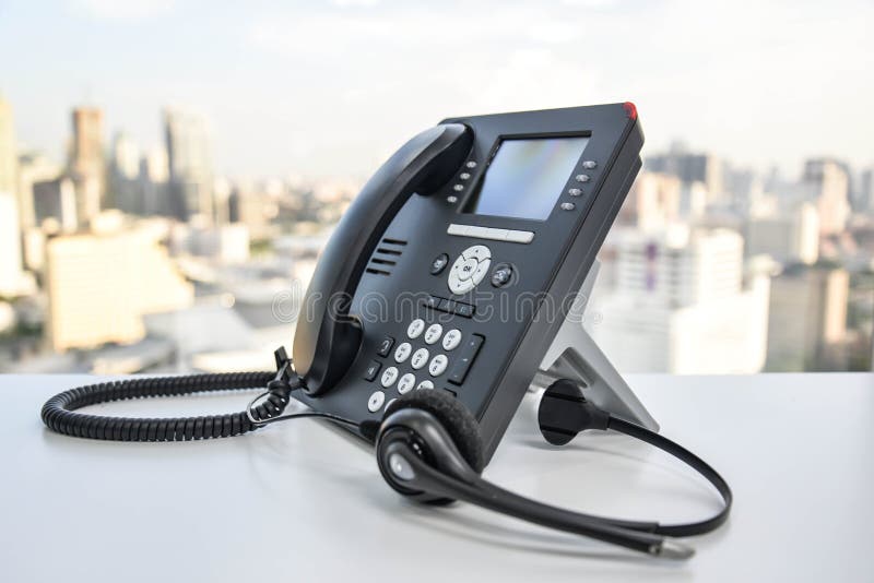 Headset and the IP Phone stock photo. Image of connection - 62640878