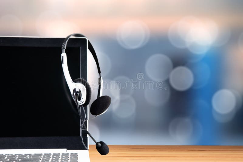 Headset on Laptop Computer Keyboard Stock Image - Image of headphones ...